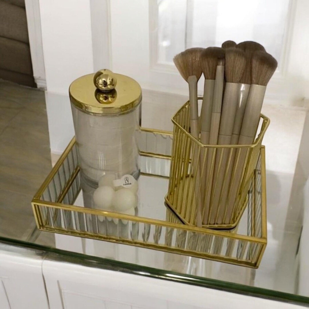 Ribbed Light Luxury Striped Glass Storage Tray - Elegant Organizer for ...