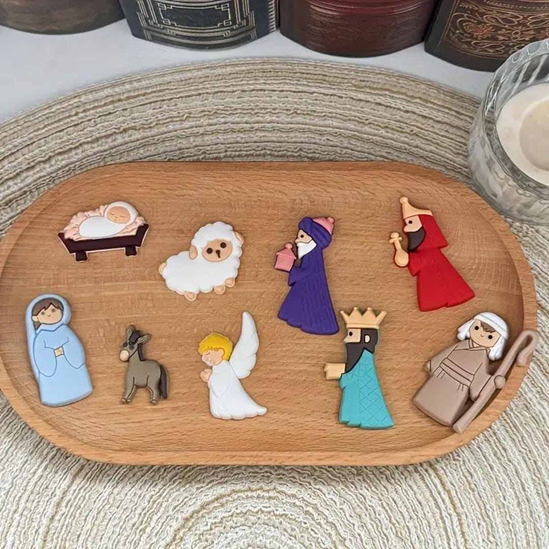 1 Set, Nativity Set, Clay, Featuring Baby Jesus, Angel, Mary, Joseph ...