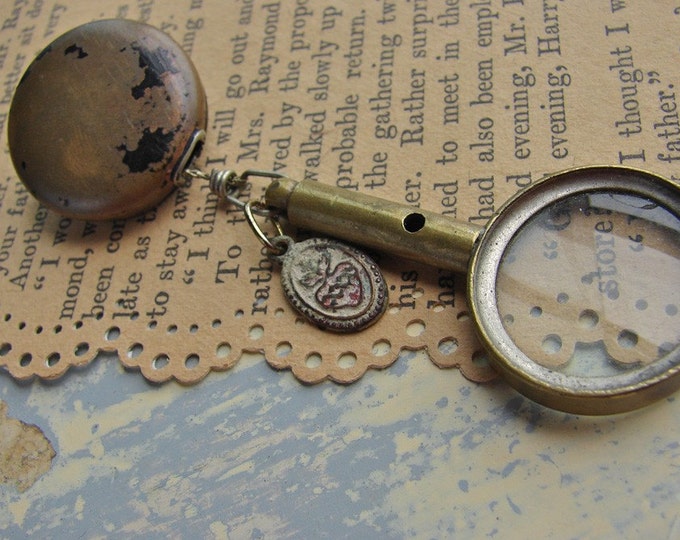 Antique Retractable Lapel Pin With Magnifying Glass - Etsy
