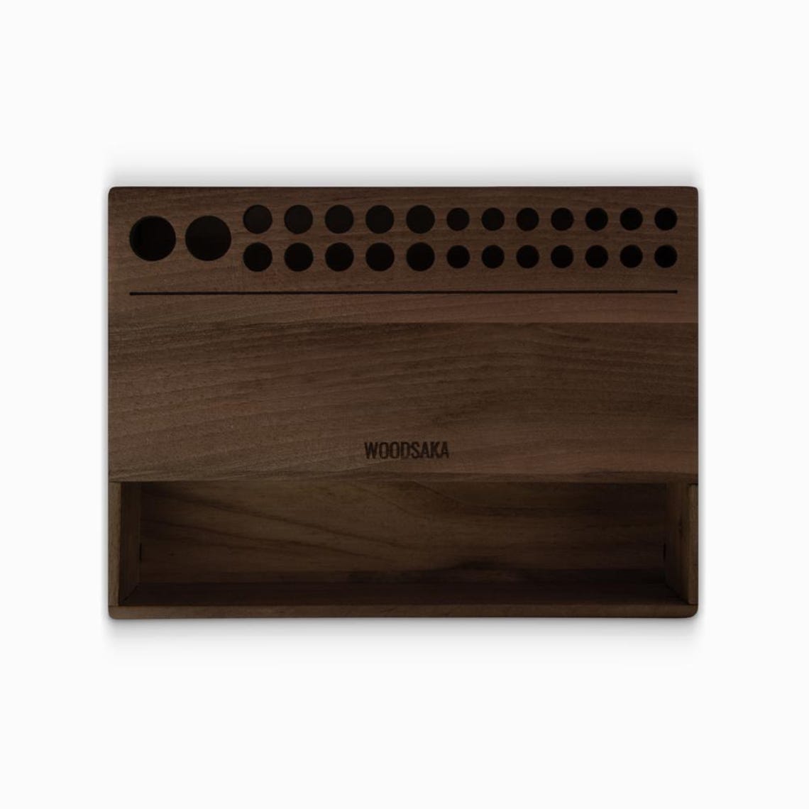 Solid Walnut Desk Organizer With Drawer | Pen Storage & Open ...