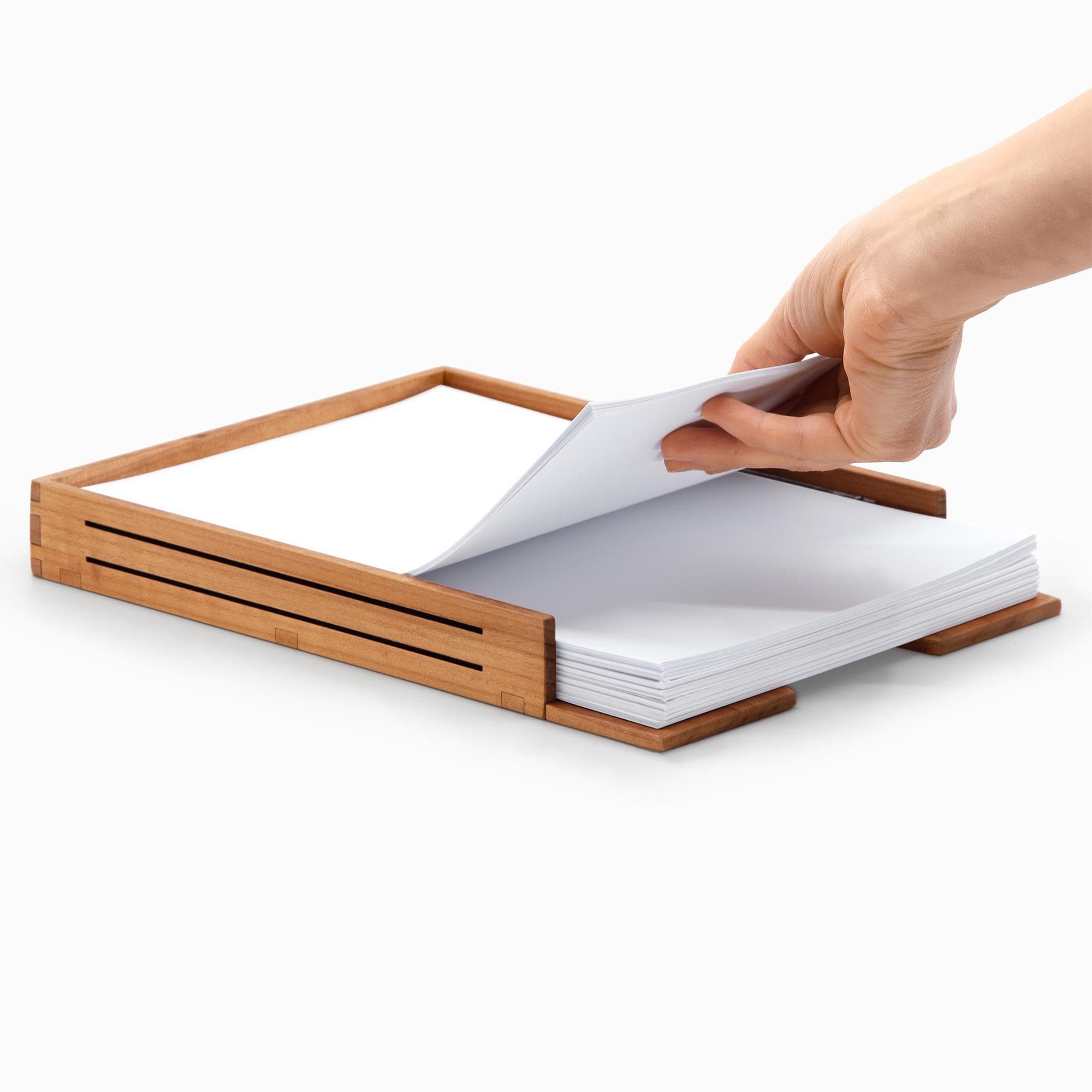 Solid Cherry Wood A4 Paper Organizer: Stackable Tray for 350 Sheets ...