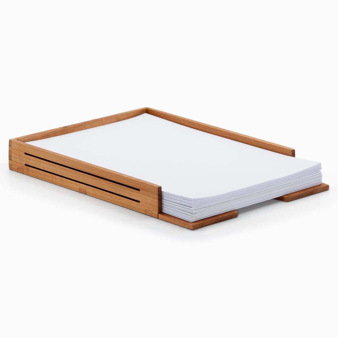 Solid Cherry Wood A4 Paper Organizer: Stackable Tray for 350 Sheets ...