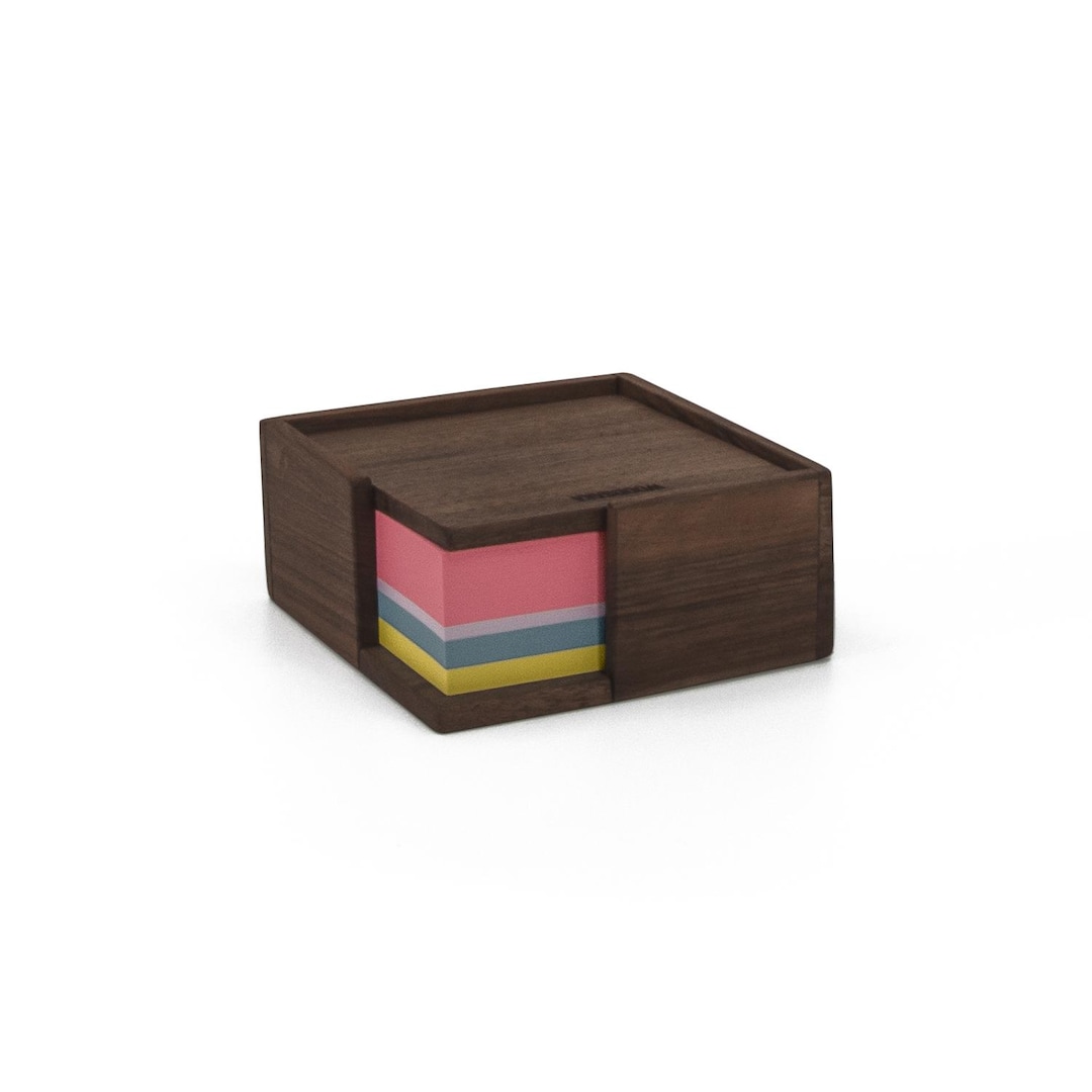 Blocknote Holder With Lid - Walnut, Note Paper Holder, Desk Note Holder ...
