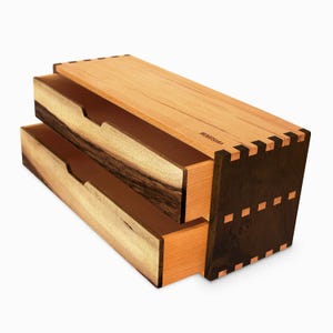 Solid Walnut & Beech Wood Desktop Organizer | 2 Tier Stationery Storage ...