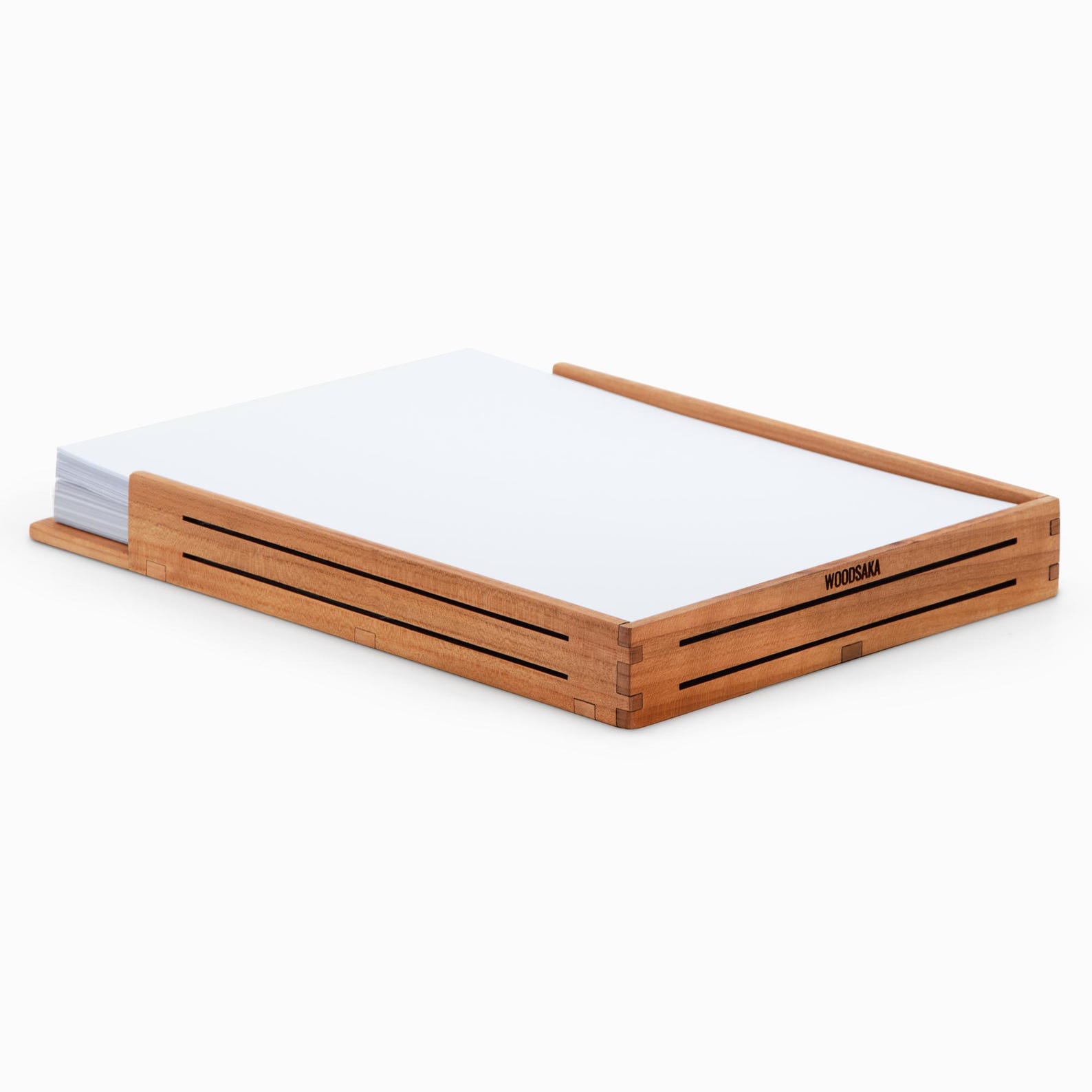 Solid Cherry Wood A4 Paper Organizer: Stackable Tray for 350 Sheets ...