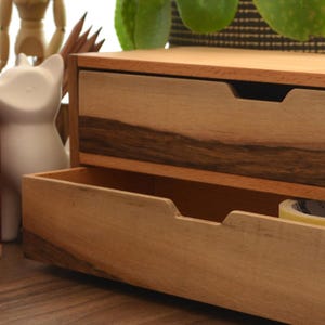 Solid Walnut & Beech Wood Desktop Organizer | 2 Tier Stationery Storage ...