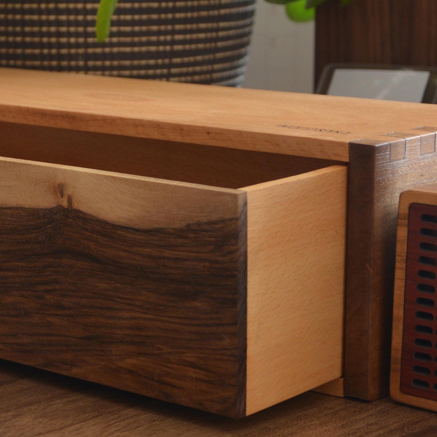 Solid Walnut & Hornbeam 4-in-1 Desktop Organizer: for Stationery ...