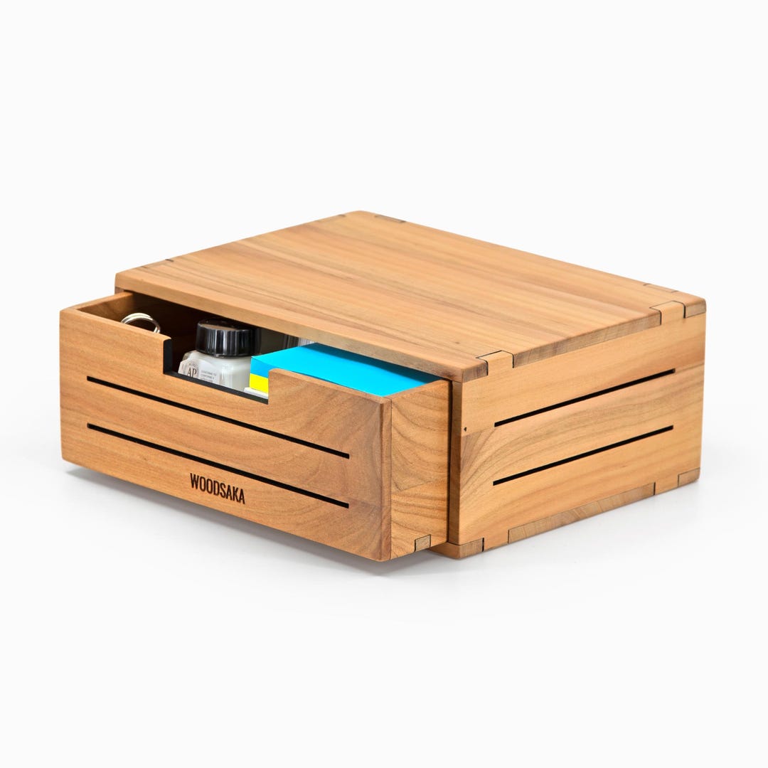 Solid Cherry Wood Mini Desk Drawer: 3line Collection | WOODSAKA - Etsy