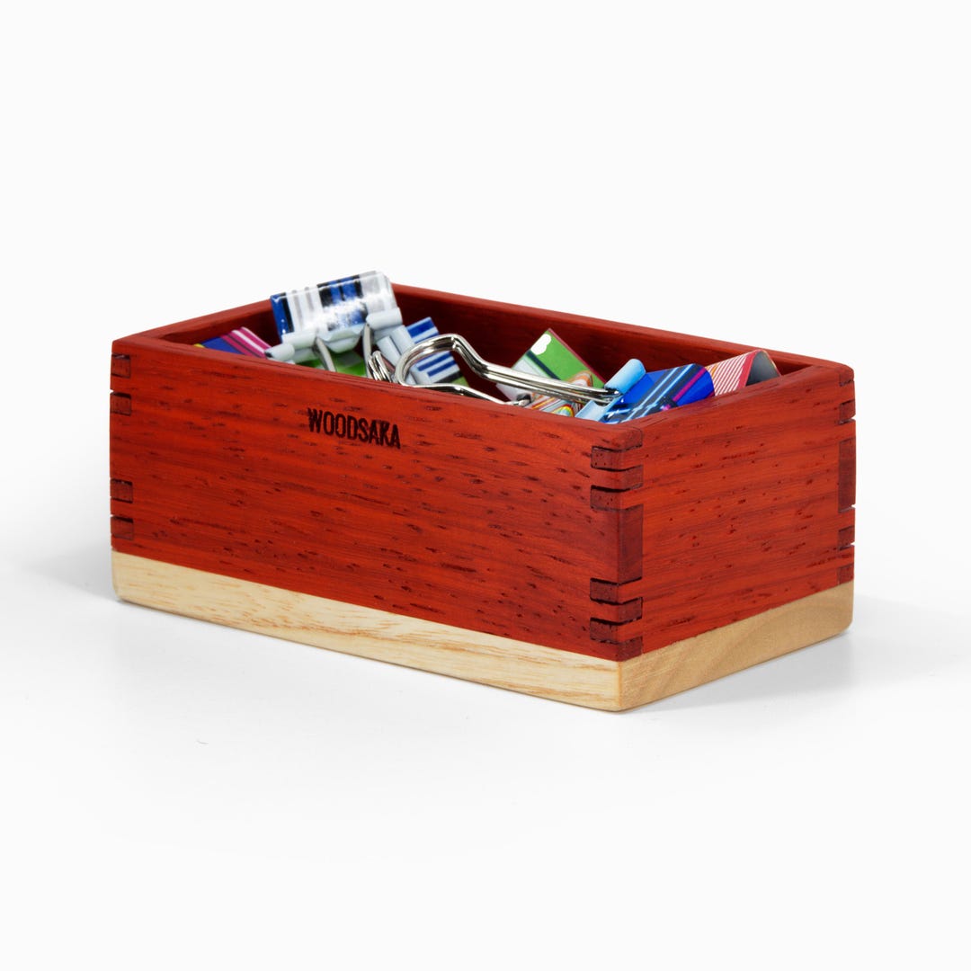 Solid Padauk Wood Post It Note Holder & Paper Clip Organizer | Desktop ...
