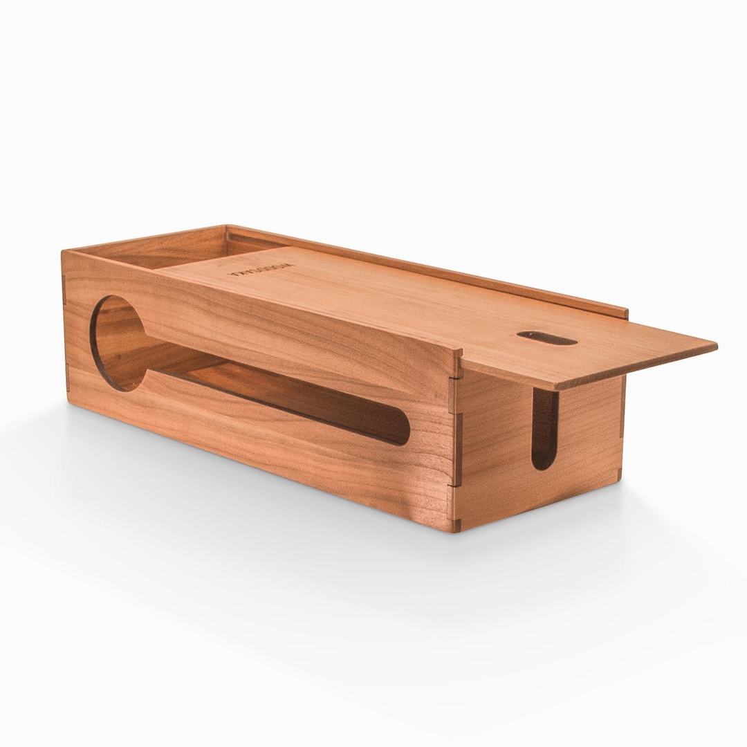 Solid Cherry Wood Cable Organizer Box With Sliding Lid - Etsy