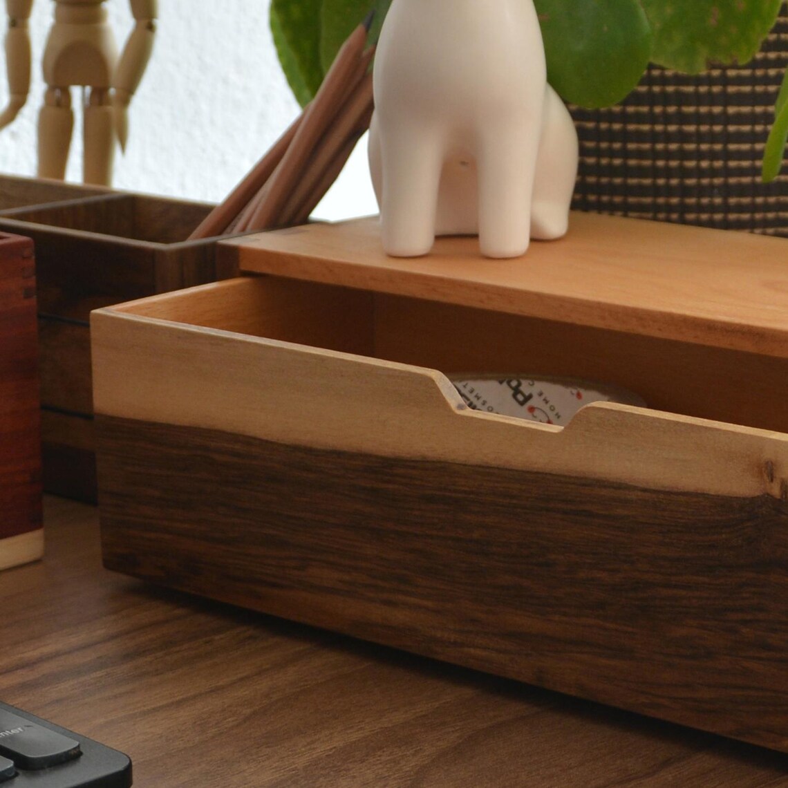 Solid Walnut & Hornbeam 4-in-1 Desktop Organizer: for Stationery ...