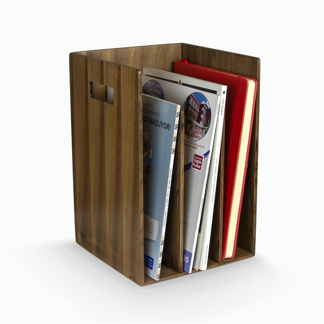 Bookshelf and Magazine Rack - Solid Walnut Book Stand for Book Holder ...