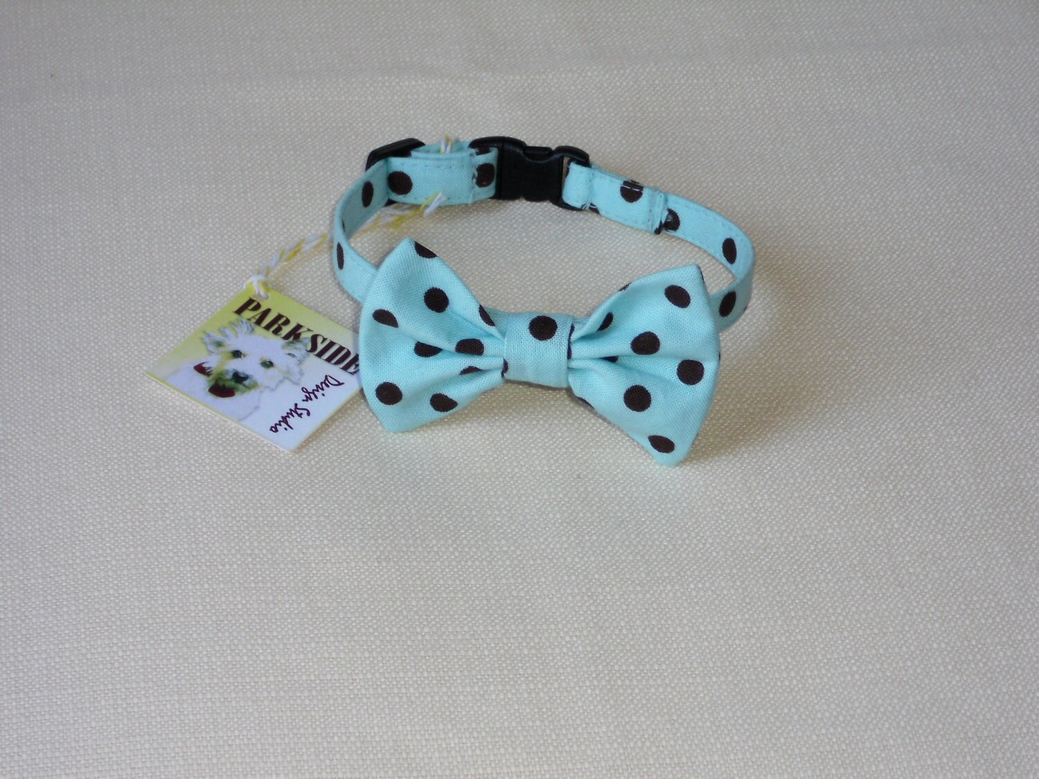 Robin Egg Blue With Chocolate Dots Breakaway Cat Bow Tie - Etsy