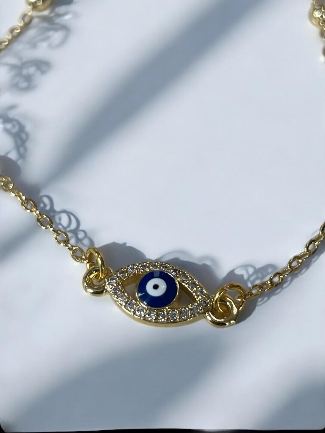 16K Gold Chain Evil Eye Connector - Etsy