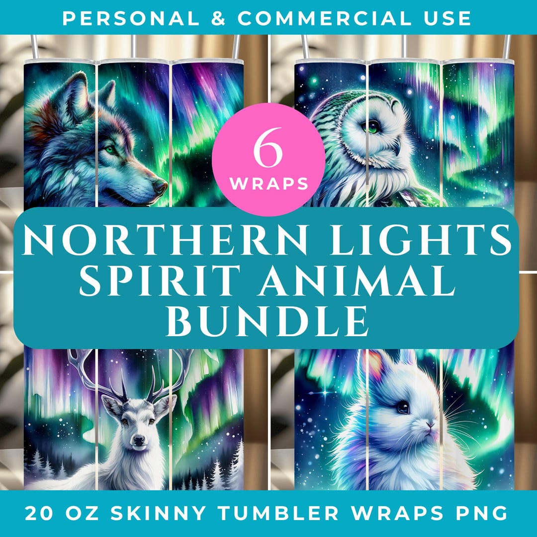 Northern Lights Animals Tumbler Wrap Bundle: Aurora Borealis Spirit ...