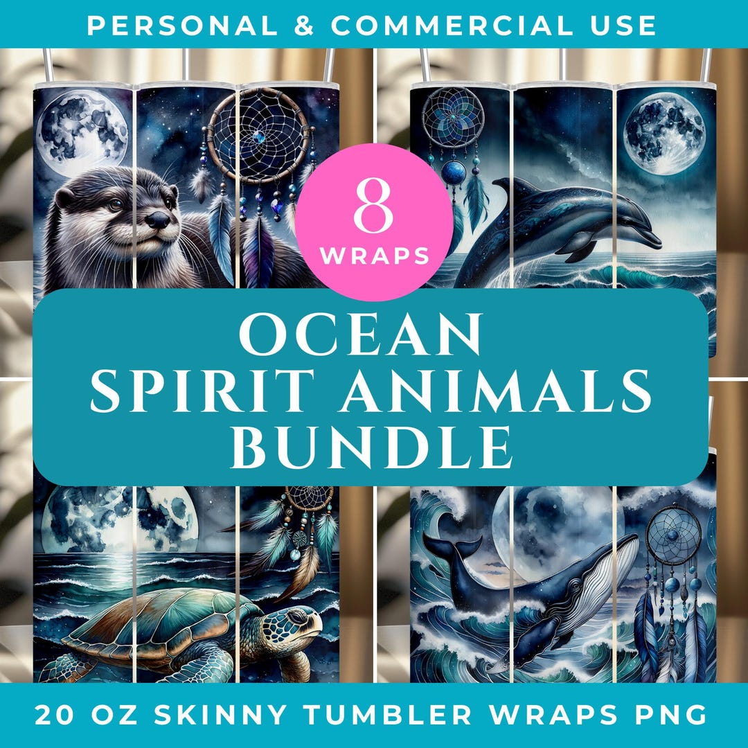 Ocean Spirit Animal Tumbler Wrap Bundle, Mystical Dreamcatcher 20 Oz ...