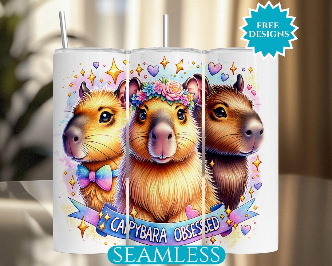 Cute Capybara Tumbler Wrap, 20oz Skinny Tumbler Sublimation Design ...