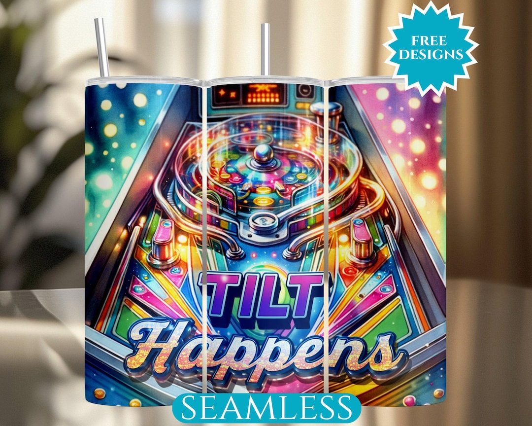 Pinball Tumbler Wrap, Seamless Tumbler, 20 Oz Skinny Straight ...