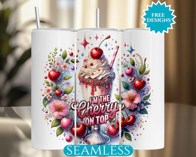 Milkshake Tumbler Wrap, 20oz Skinny Tumbler Sublimation Design, Digital ...