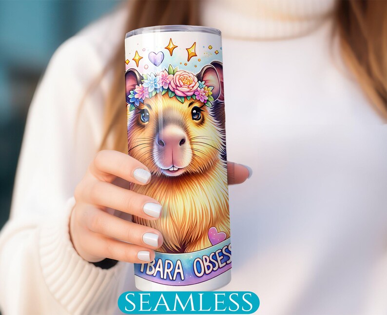 Cute Capybara Tumbler Wrap, 20oz Skinny Tumbler Sublimation Design ...