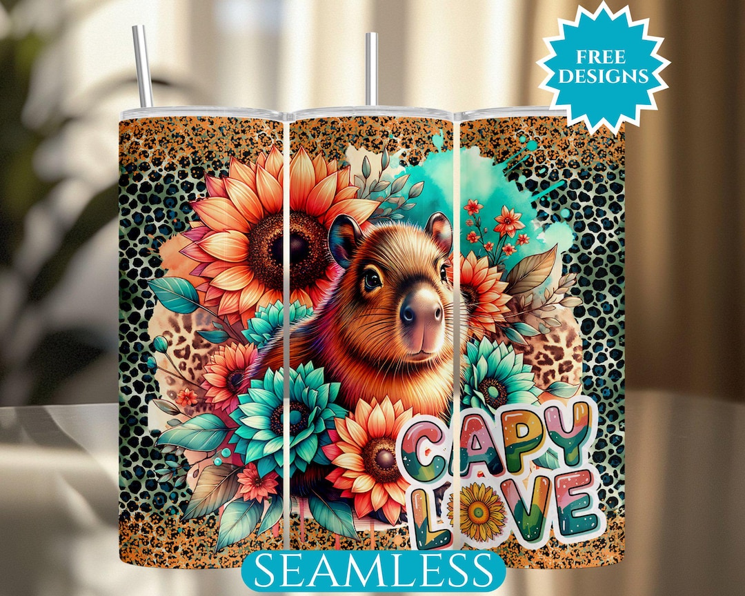 Cute Capybara Tumbler Wrap, Capy Love 20 Oz Skinny Tumbler Sublimation ...