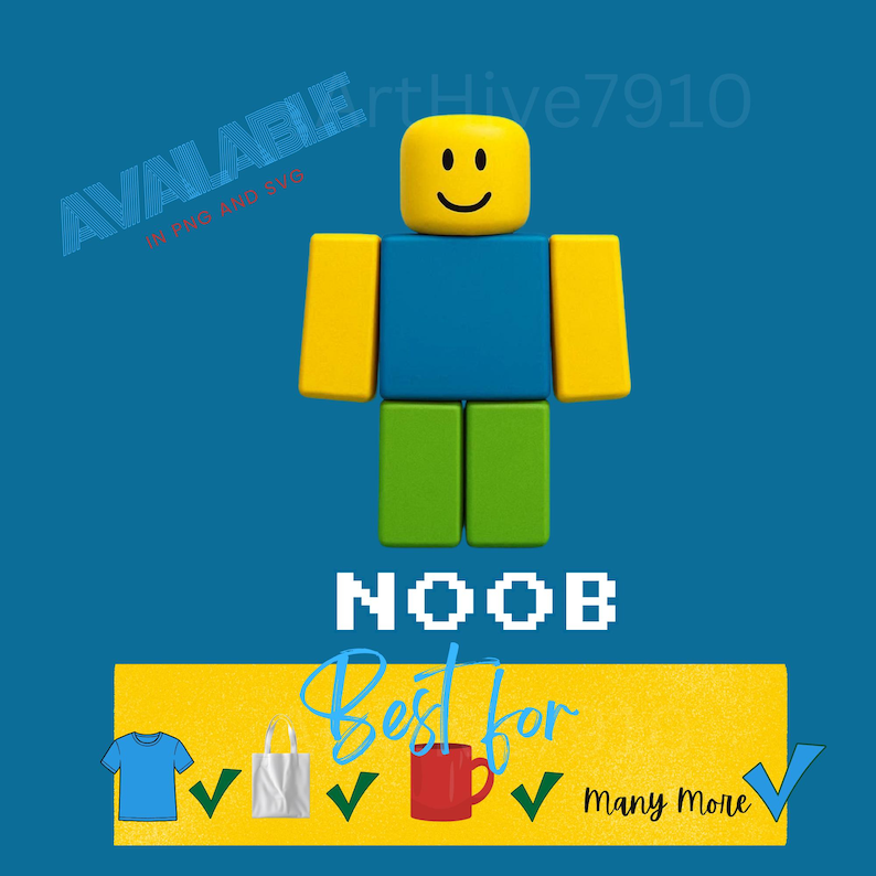 Roblox Noob SVG PNG | Gamer Sublimation Design (digital Download) - Etsy