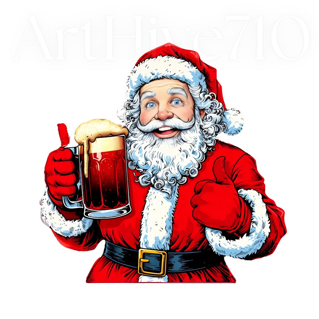 PNG, Santa PNG, Christmas Santa, Santa With Beer, Funny Santa Image ...