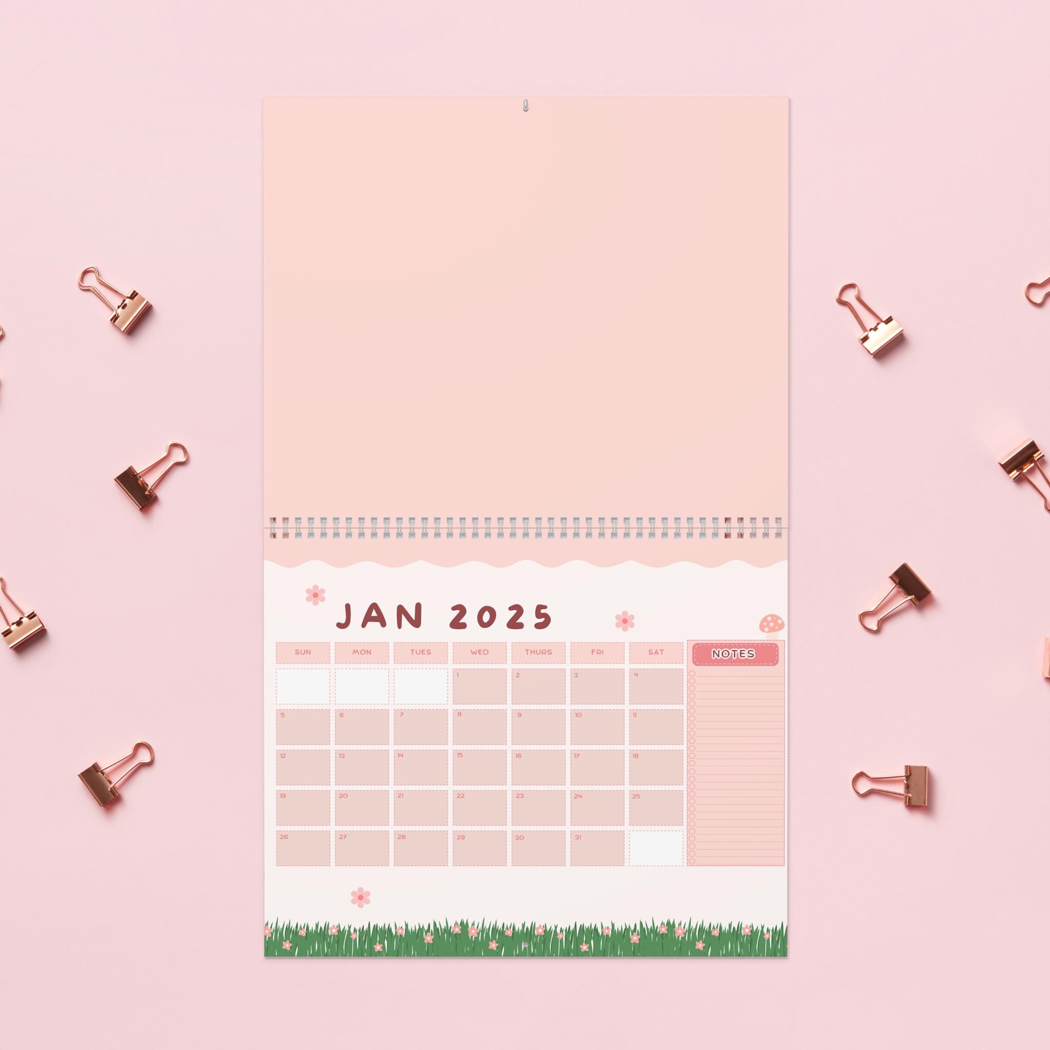 2025 Pastel Pink Wall Calendar, Cute Girly Yearly Planner, Girly ...