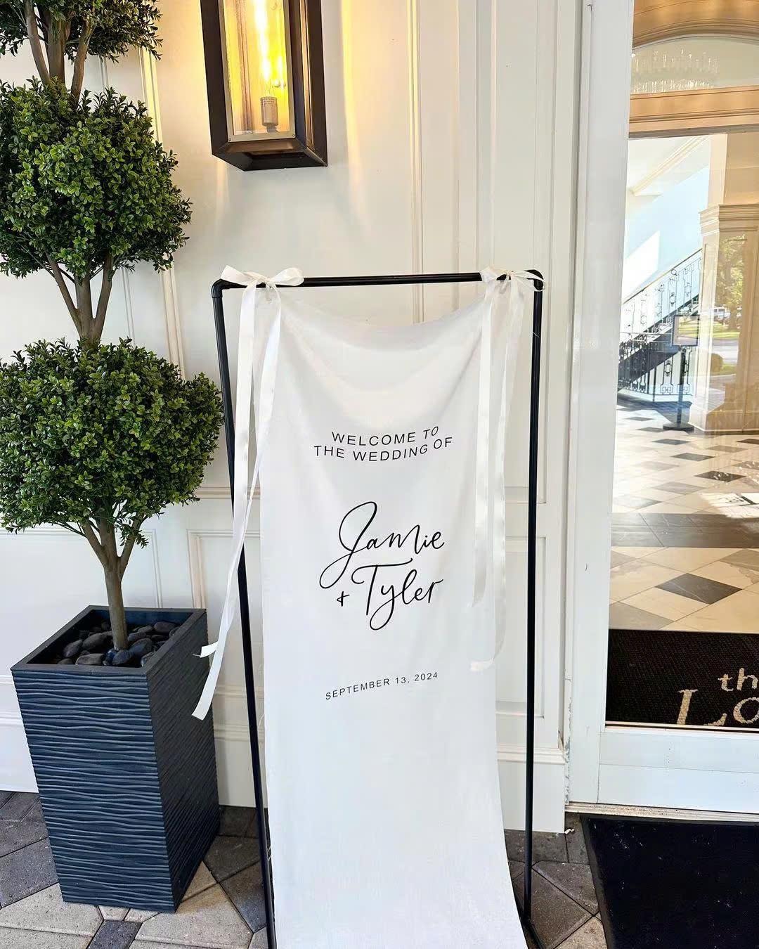 Wedding Welcome Sign, Modern Wedding Welcome Sign, Fabric Sign, Wedding ...