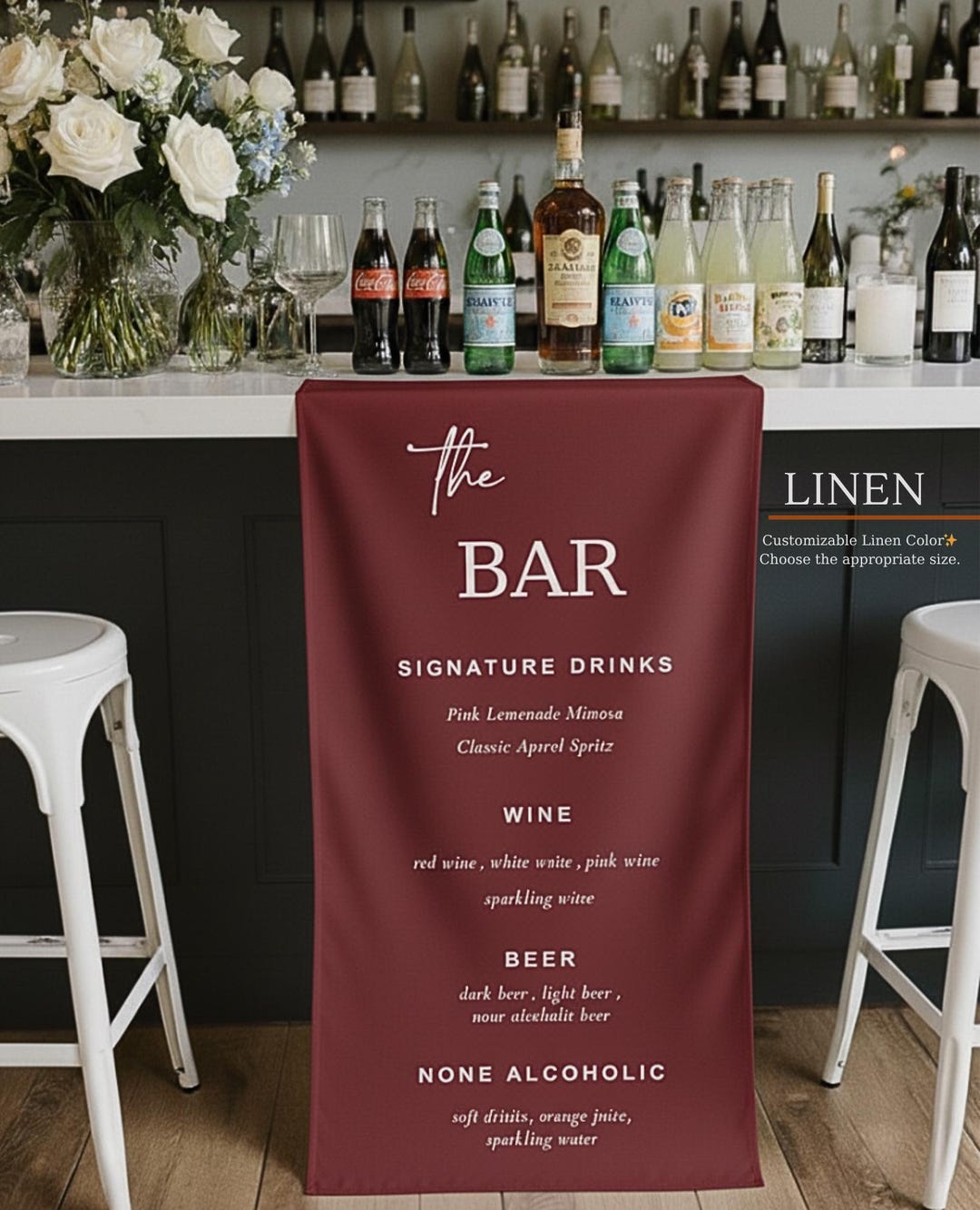Custom Linen Wedding Bar Menu Sign: Signature Cocktails & Drinks - Etsy ...
