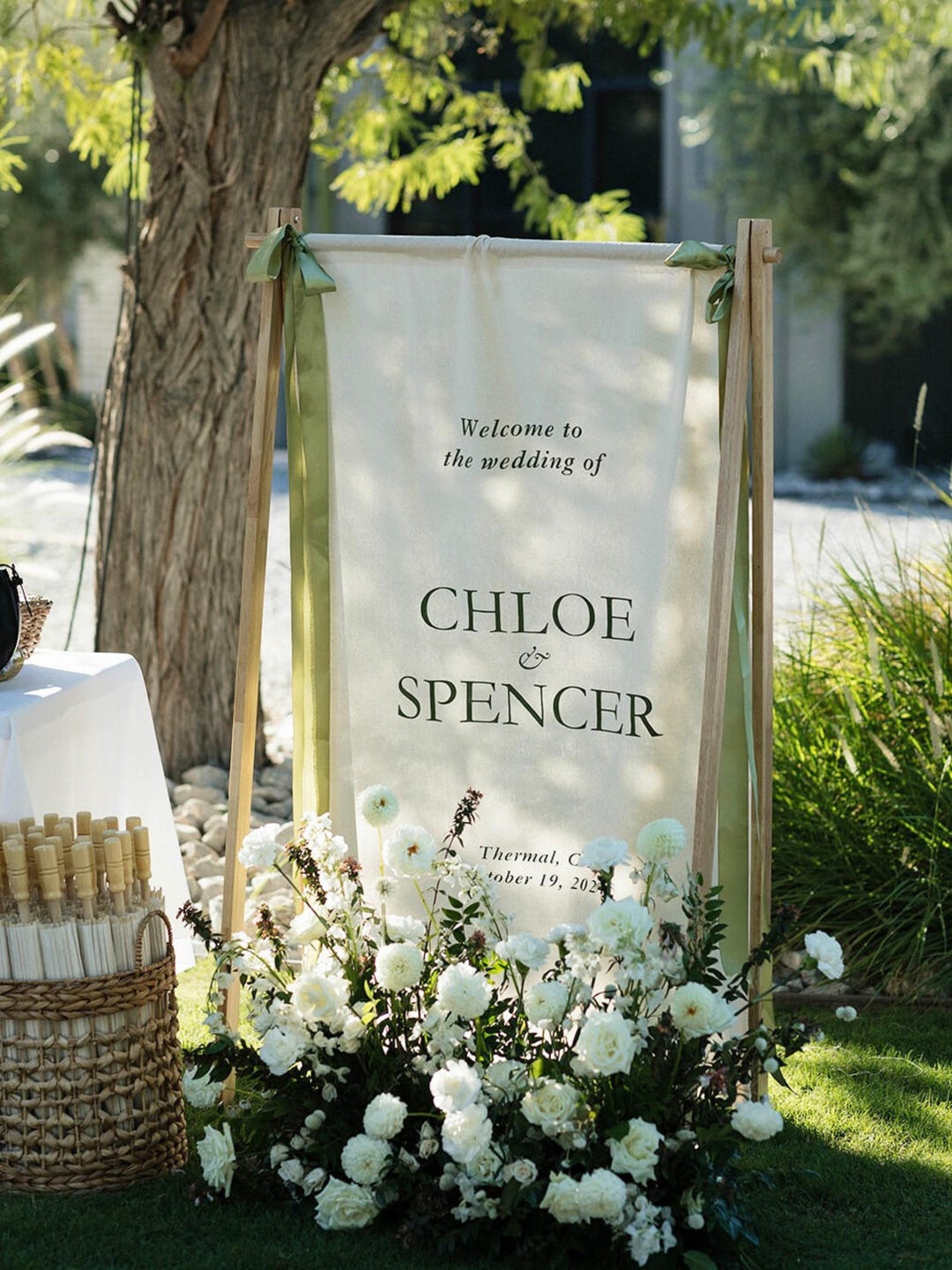 Custom Linen Wedding Welcome Sign, Modern Fabric Banner - Etsy