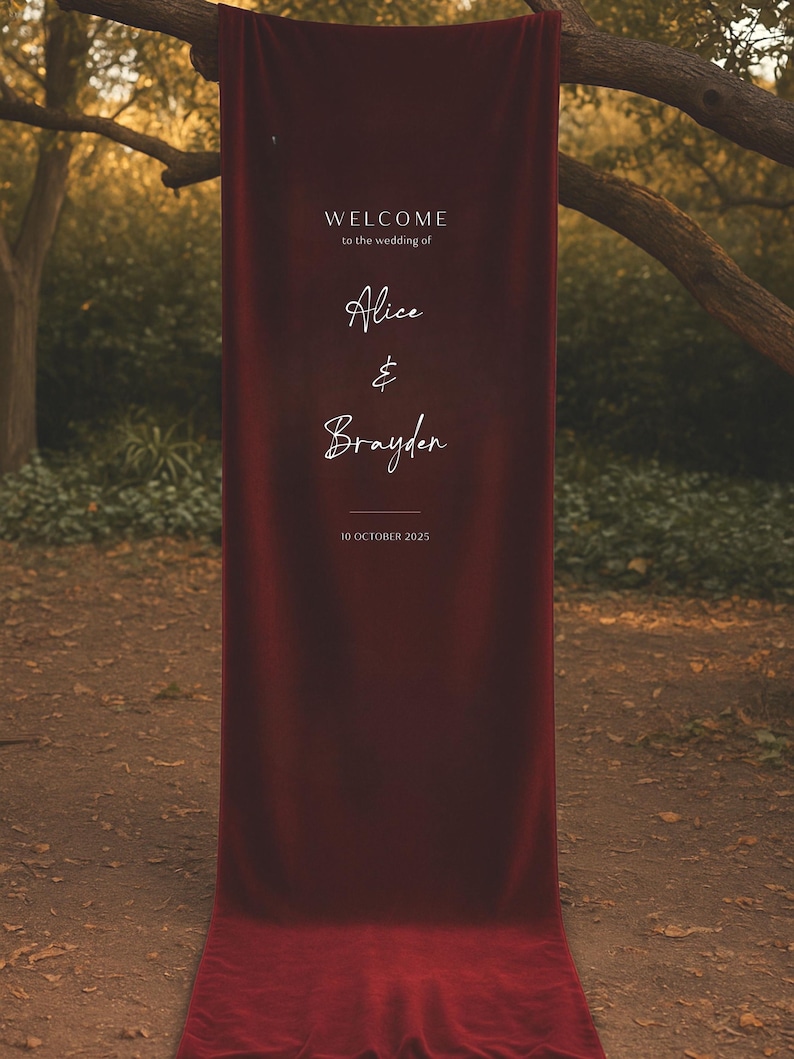 Wedding Welcome Sign Linen, Custom Linen Wedding Banner, Fabric Wedding ...