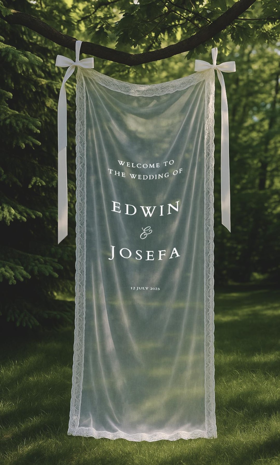 Romantic Sheer Wedding Sign, Linen Wedding Welcome Sign,modern Outdoor ...