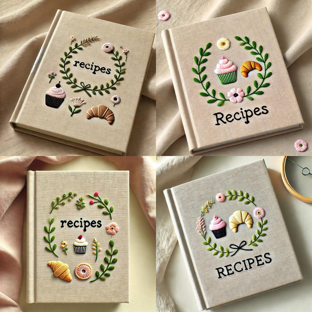 Personalized Embroidered Recipe Book Custom Journal Cookbook Notebook ...