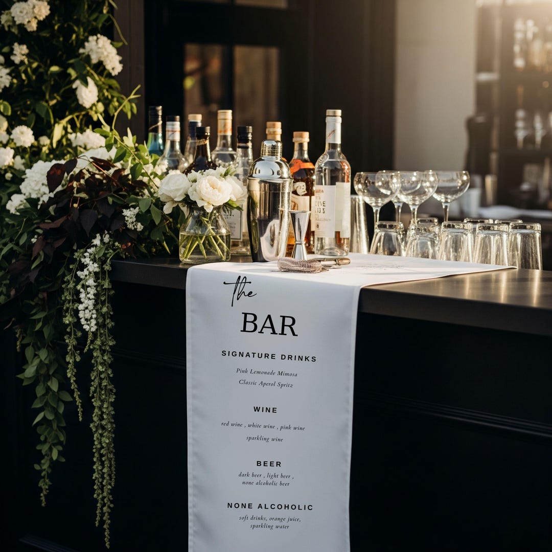 Fabric Bar Sign, Custom Linen Bar Sign, Wedding Bar Menu, Signature ...
