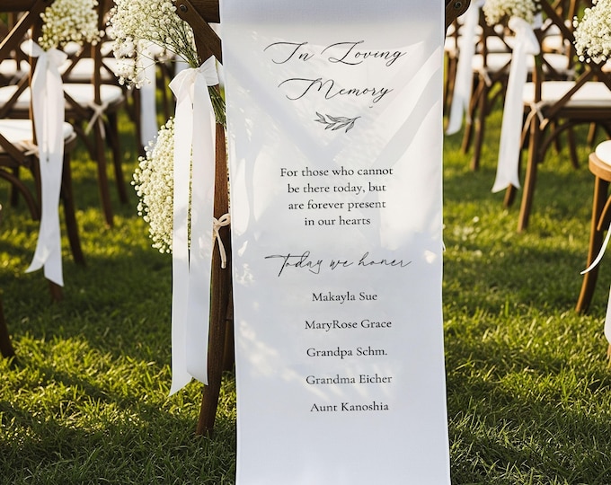 Custom Memorial Chair Sign | Linen Memorial Sign | Wedding Remembrance ...