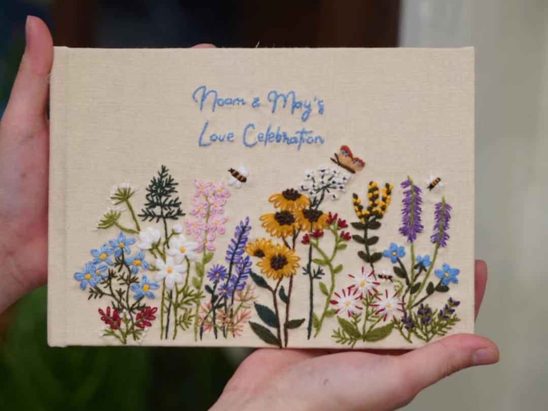 A5 Bespoke Embroidered Guest Book/memory Book Hardbound Scrapbook for ...