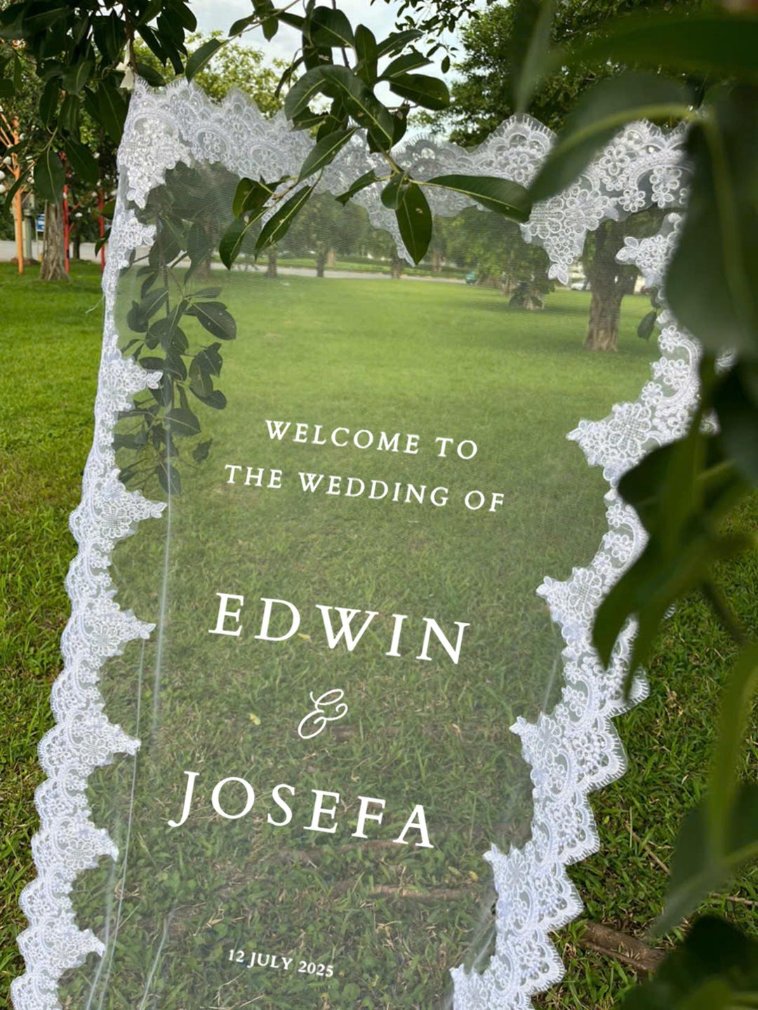 Romantic Sheer Wedding Sign, Sheer Wedding Welcome Sign,modern Outdoor ...