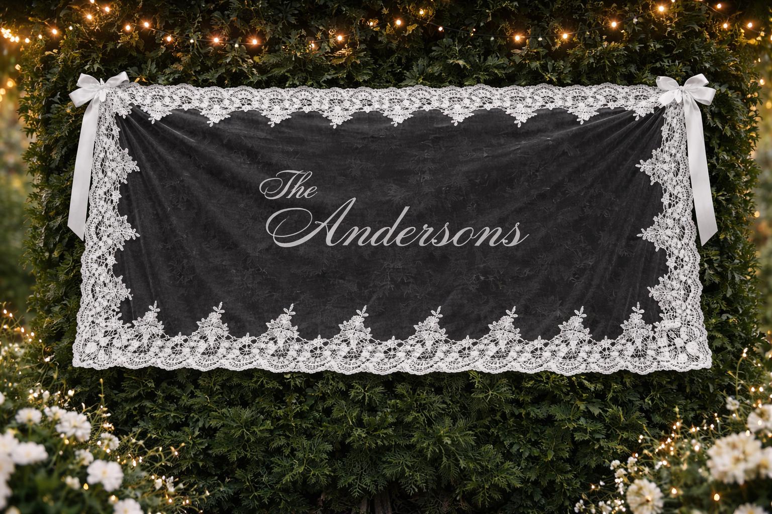 Personalized Wedding Reception Banner, Custom Last Name Sign, Elegant ...