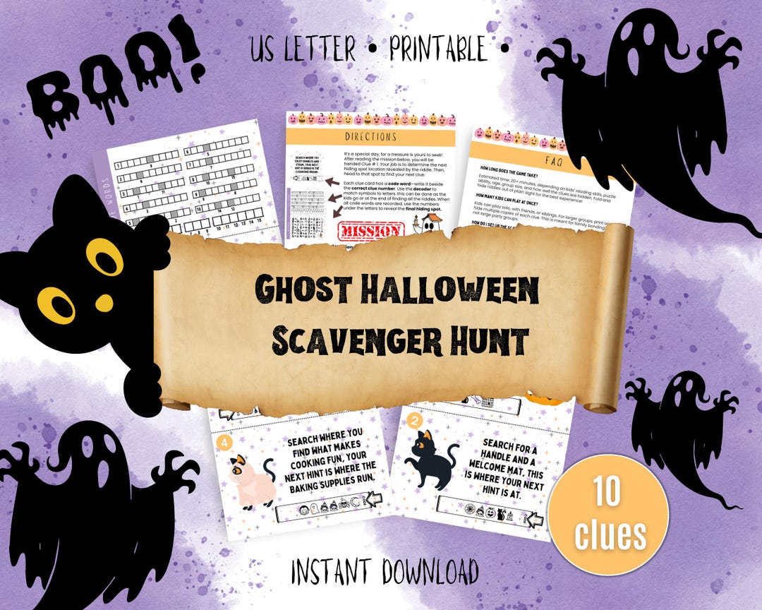 Ghost Halloween Scavenger Hunt for Kids, Printable Party Game ...
