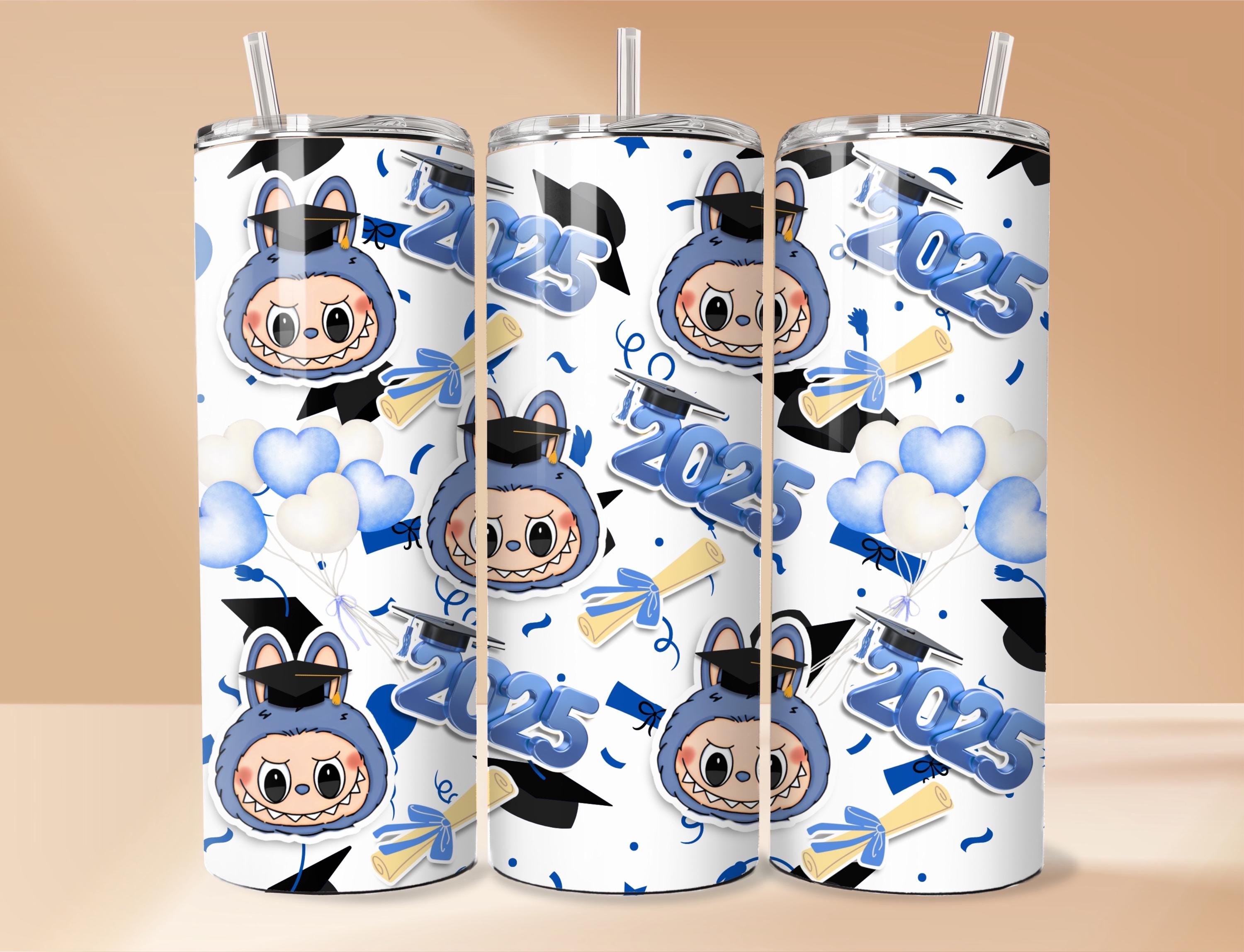 LABUBU Blue Graduation Cartoon Character 20 Oz Tumbler Wrap PNG Digital ...