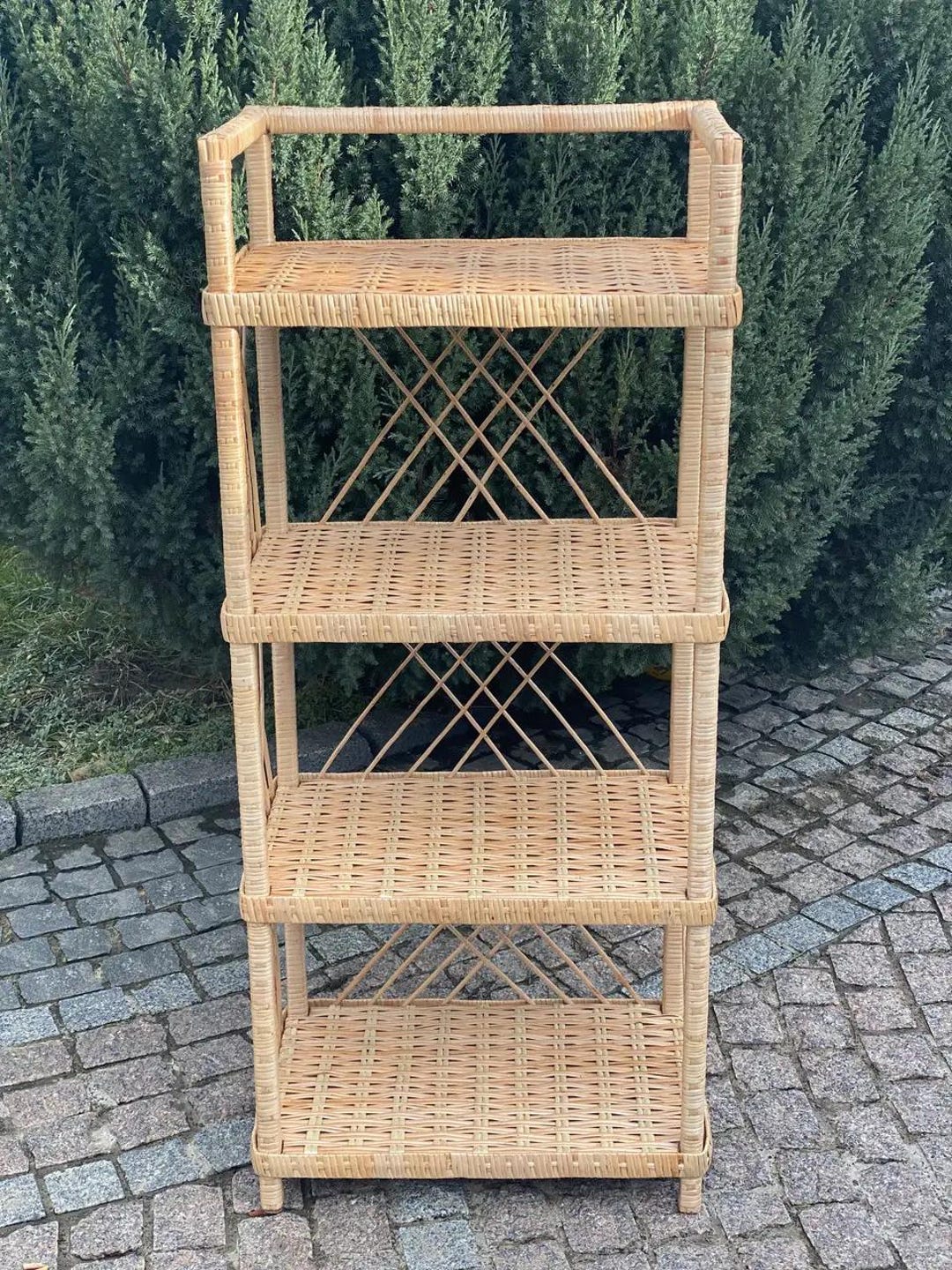 Handmade Wicker Shelving Unit | Rattan Plant Shelf | Boho & Rustic ...