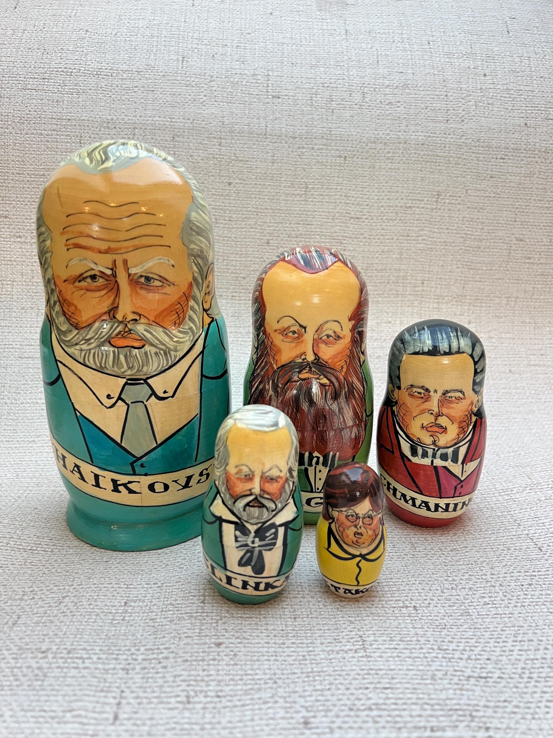 Rare Vintage Stacking Nesting Dolls, Matryoshka, Russian Musician ...