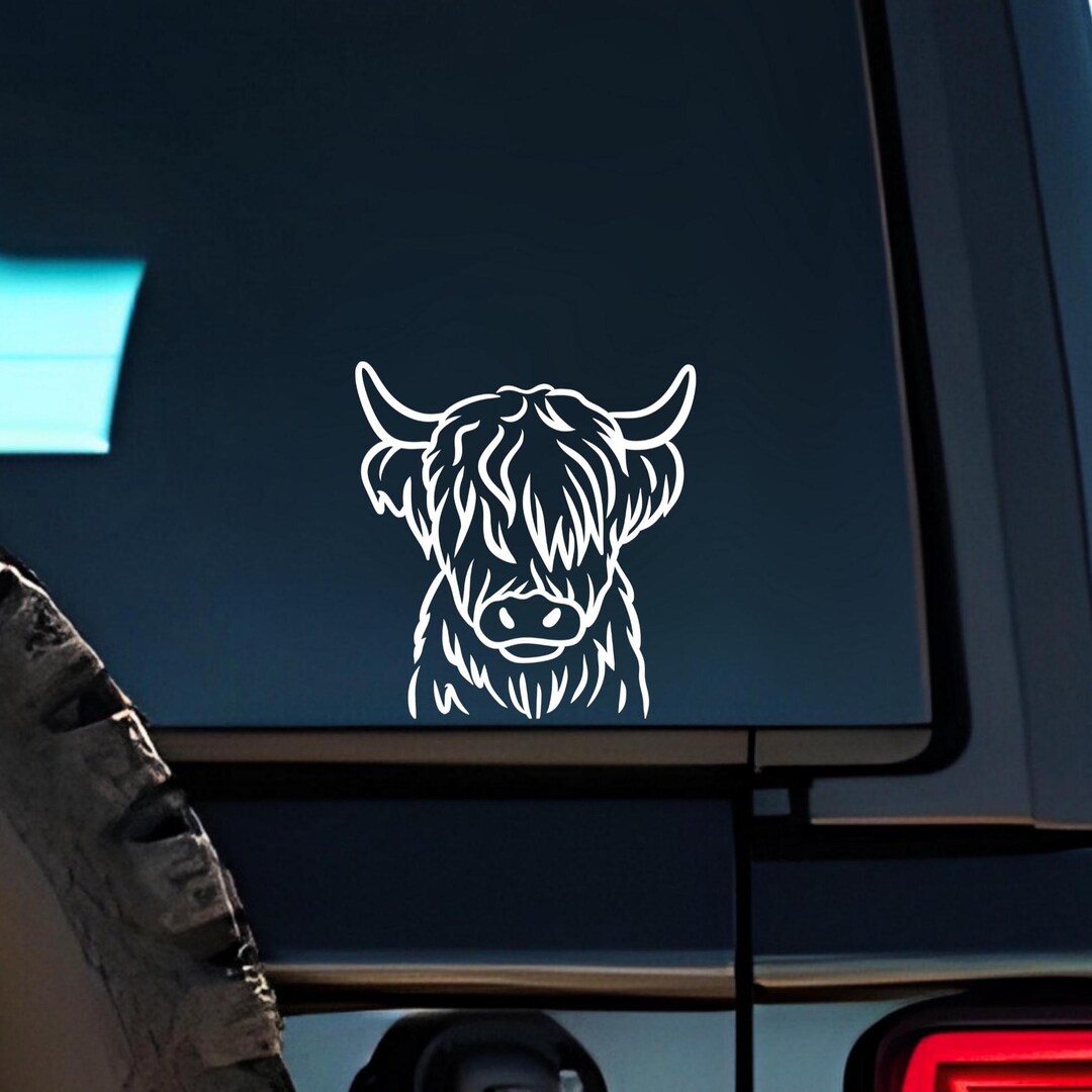 Highland Cow - Vinyl Decal for Laptops, Cups, Helmets, Cars and More ...