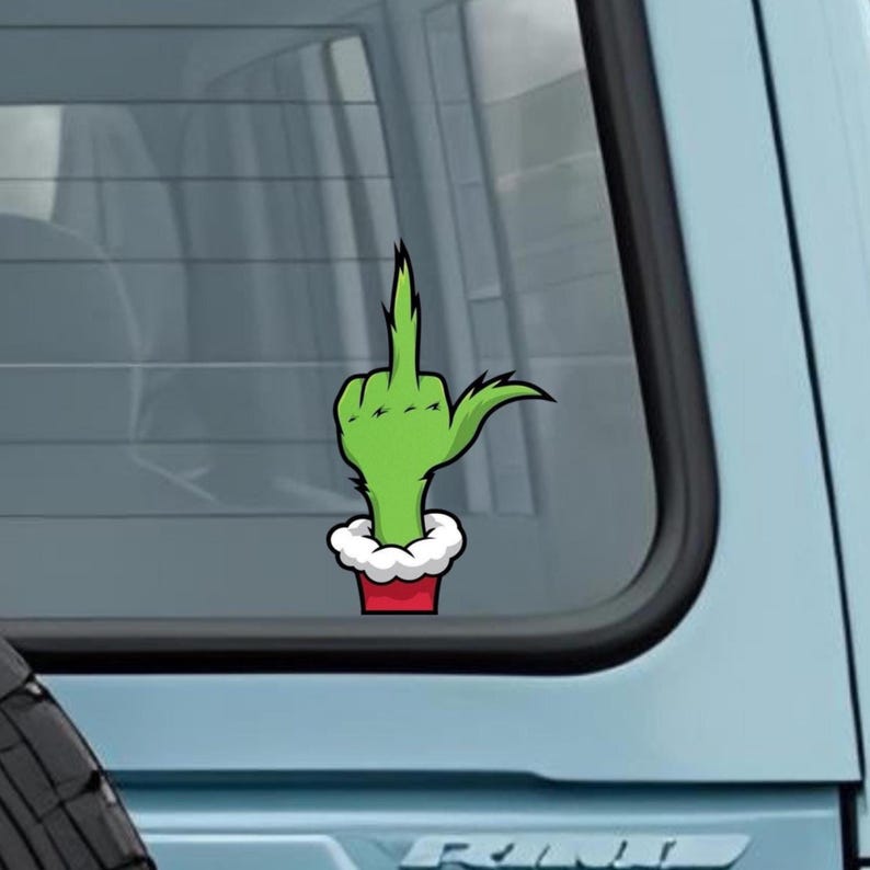 Funny Green Middle Finger Sticker - Matte Finish - Weatherproof ...