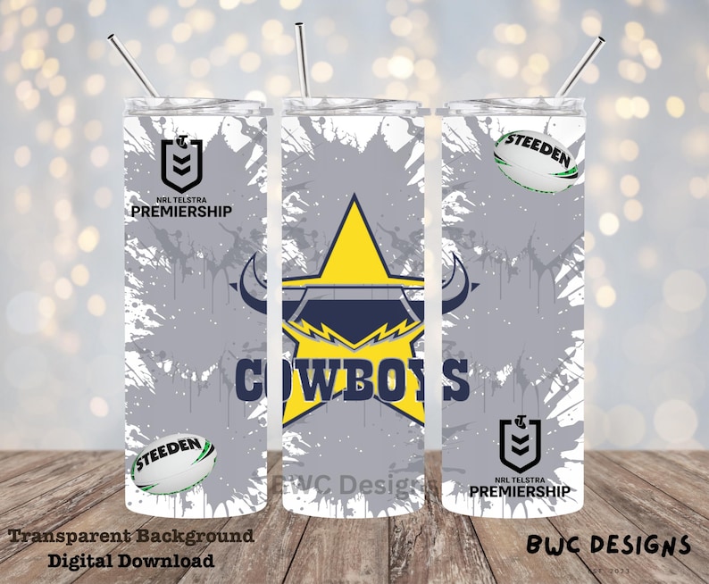 NRL North Queensland Cowboys, 20oz Tumbler Sublimation/uvdtf Design ...
