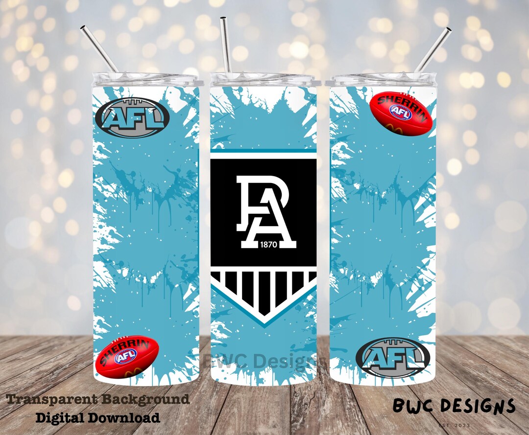 AFL Port Adelaide, 20oz Libbey Glass Can Tumbler Sublimation/uvdtf ...