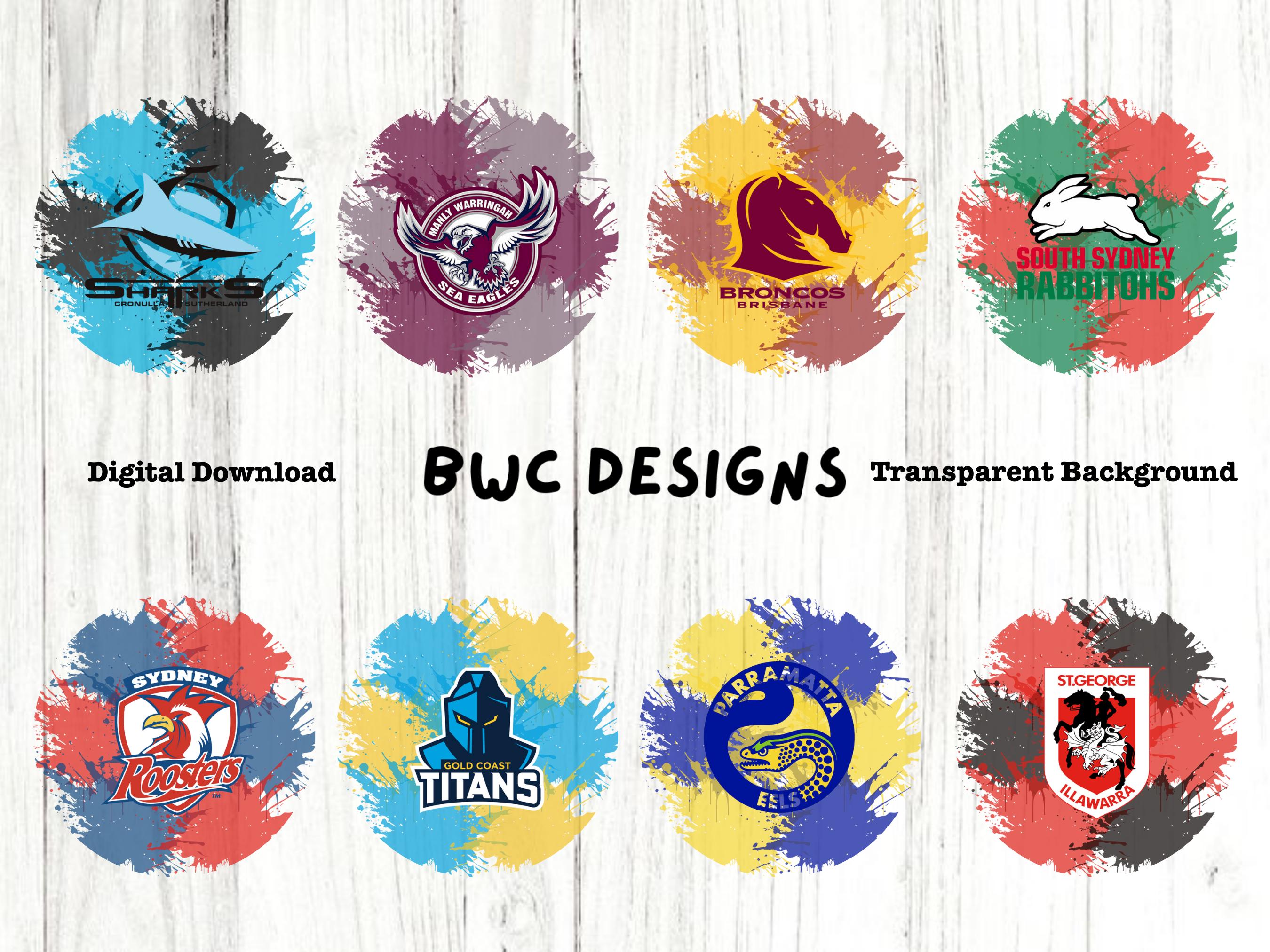 NRL Bulk Buy, 17 Car Coaster Sublimation Design, Digital PNG File ...