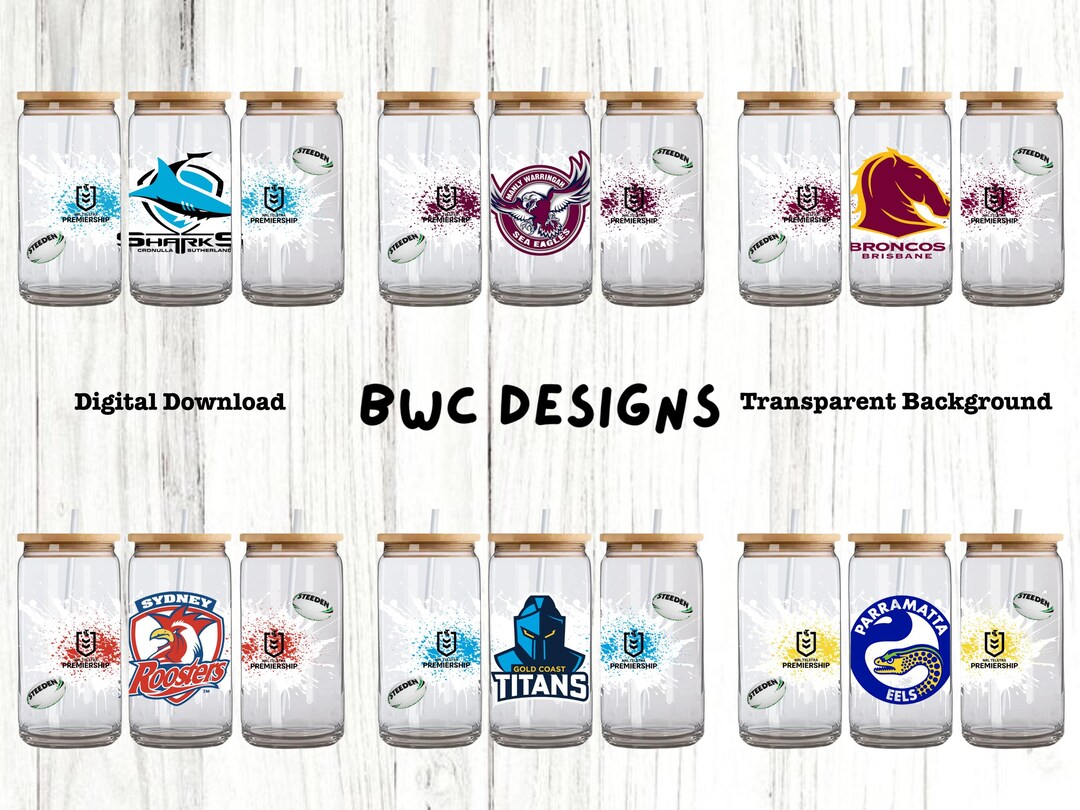NRL Bulk Buy, 17 16oz Libbey Glass Can Tumbler Sublimation/uvdtf Design ...