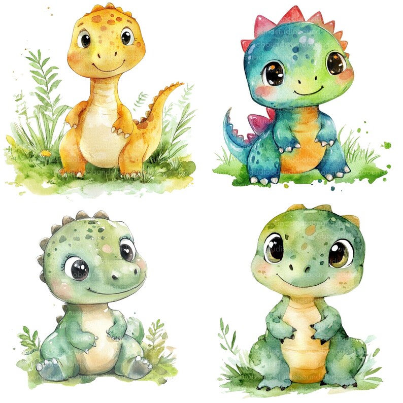 Watercolor Baby Dinosaur Clipart, Printable PNG/JPG (digital Download ...